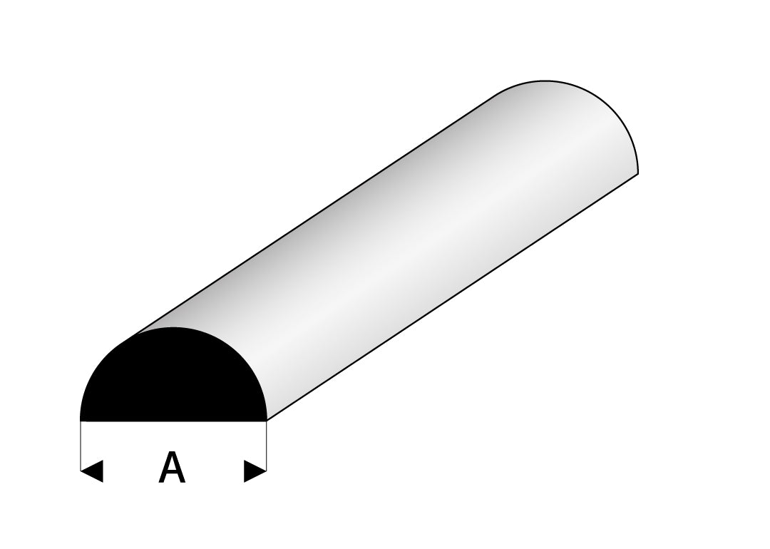Halb - Rundstab 2,0 x 1000 mm Kunststoff – modellbau-kirchert